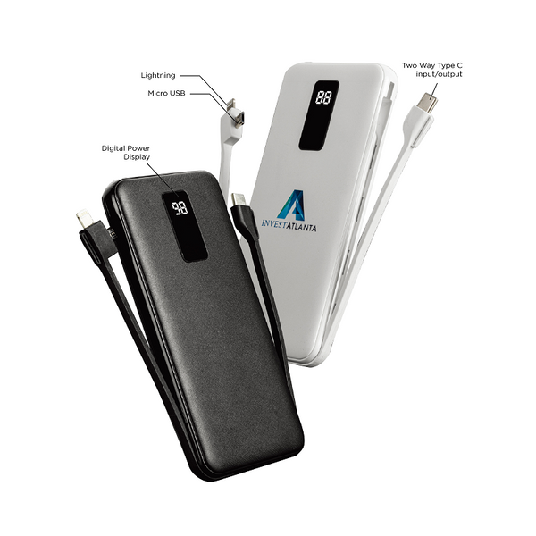 10,000mAh Power Bank Integrated Cables | Custom Power Banks - PROMOrx